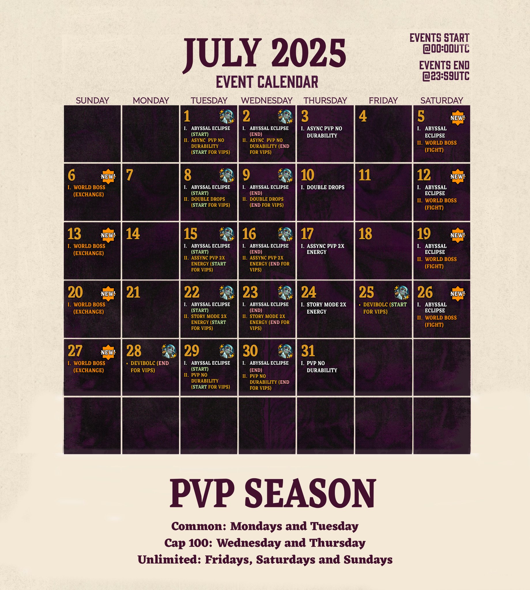 Devikins Calendar - Events in Current Month - Devikins