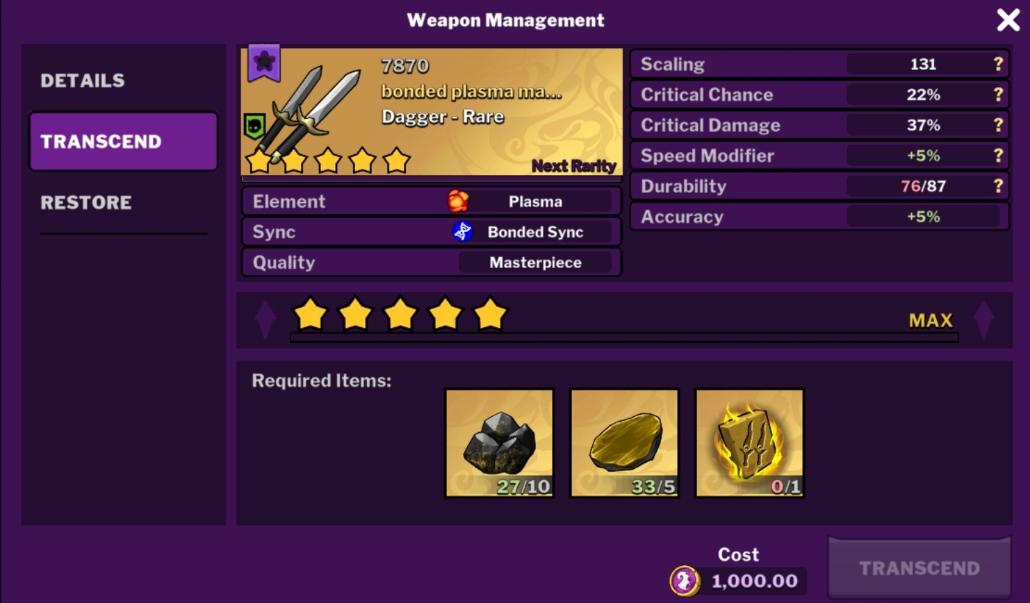 Weapon or Equipment NFT - Transcending - Devikins